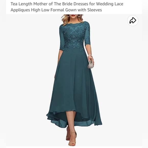 Amazon | Dresses | Teal Mother Of The Bridegroom Lace Sleeve Dress ...